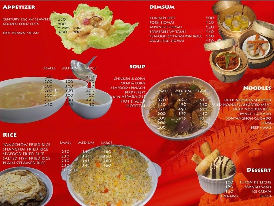 Menu at Golden Cat restaurant, Sorsogon City