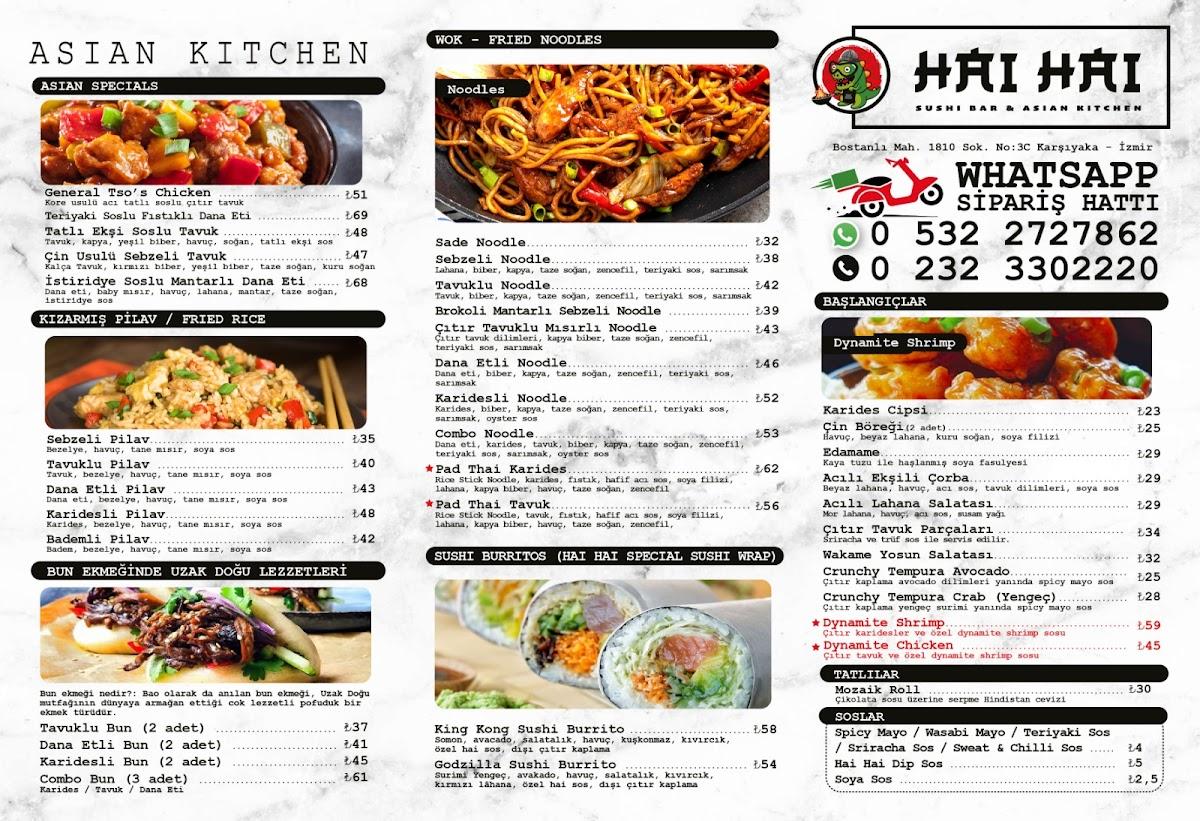 Menu at Hai Hai Sushi Bar & Asian Kitchen, Izmir