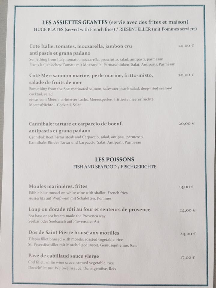 Menu au Le Cabanon Restaurant, Vallauris