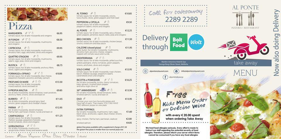 Menu at Al Ponte Restaurant & Pizzeria, Mellieha