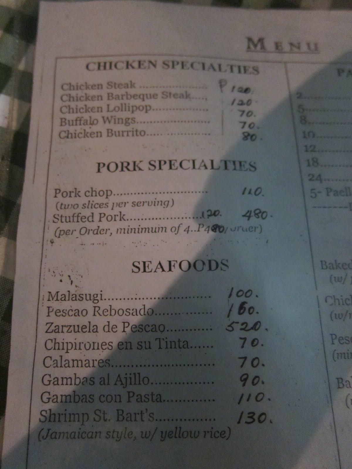 Menu at Arano's Bar and Restaurant, Cebu City, 29-31 Fairlane Village Rd