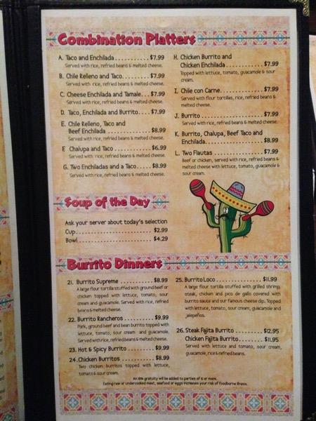 Menu at Azteca Mexican Restaurants, Crestview