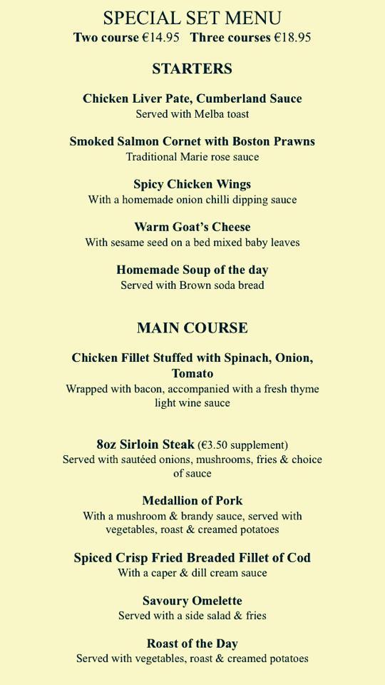 Menu at The Halfway House pub & bar, Dublin, Walkinstown Rd