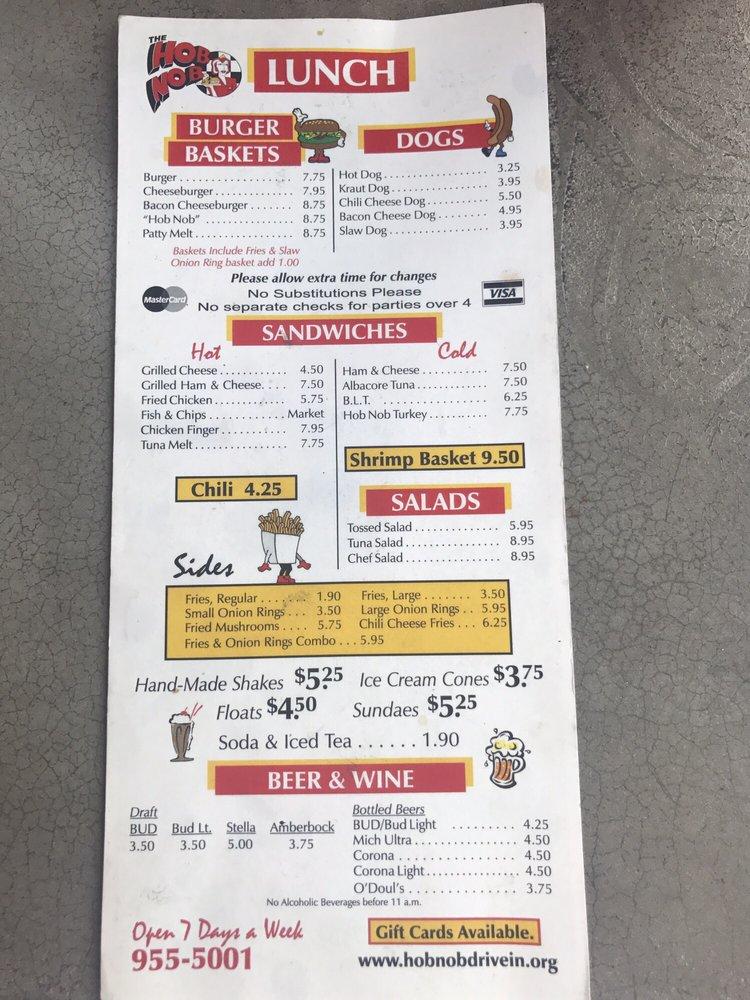 Menu at Hob Nob Drive In Restaurant, Sarasota