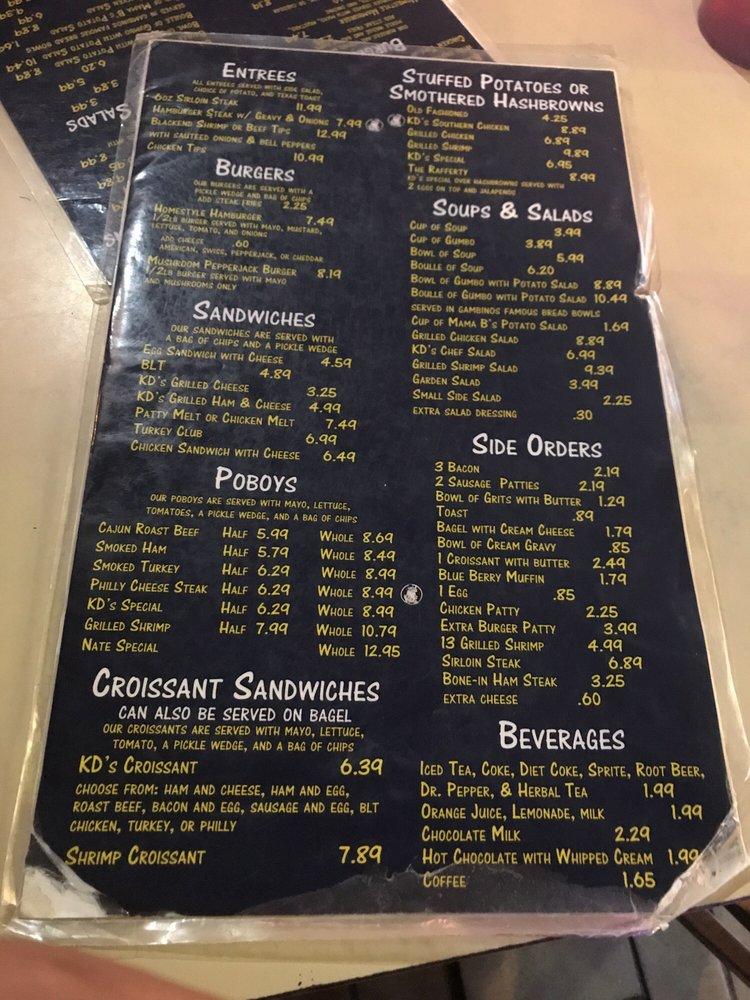 Menu at KD's Diner restaurant, Lake Charles