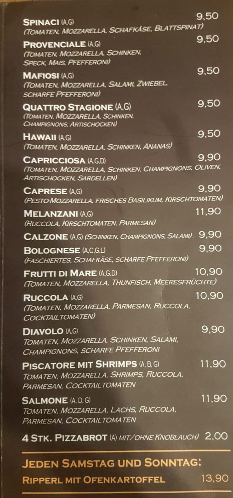 Speisekarte von Pizzeria La Rucola, Seewalchen am Attersee