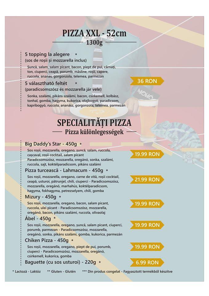 Menu at Big Daddy's, Covasna