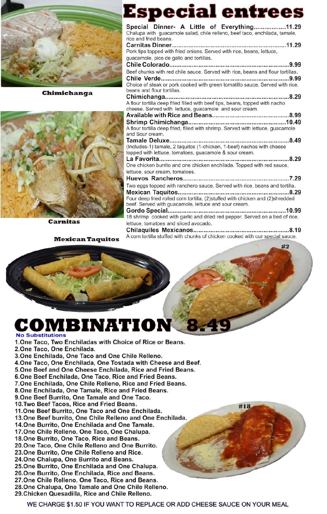 Menu at El Camino Real restaurant, Clinton