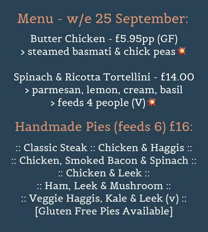 Menu at Fox & Co. Caterers restaurant, Edinburgh