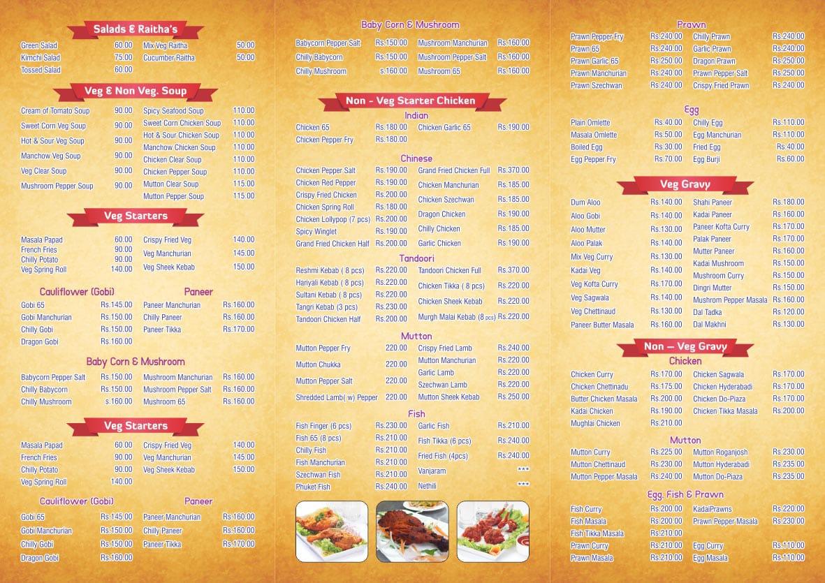Menu at Grand Multicuisine Restaurant & AC Party Hall, Chennai