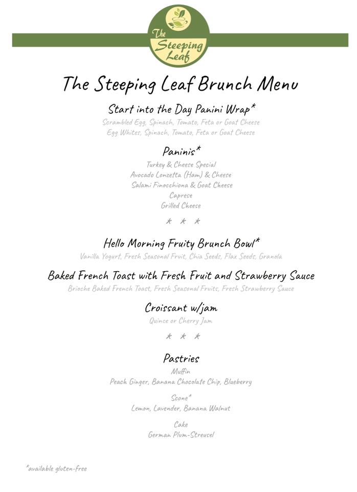 Carta del café The Steeping Leaf, Morgan