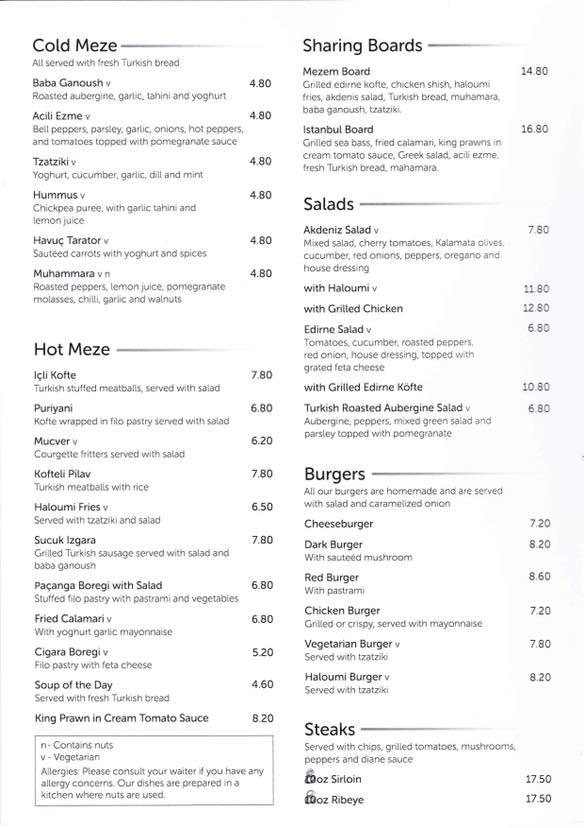 Menu at Mezem Lytham restaurant, Lytham