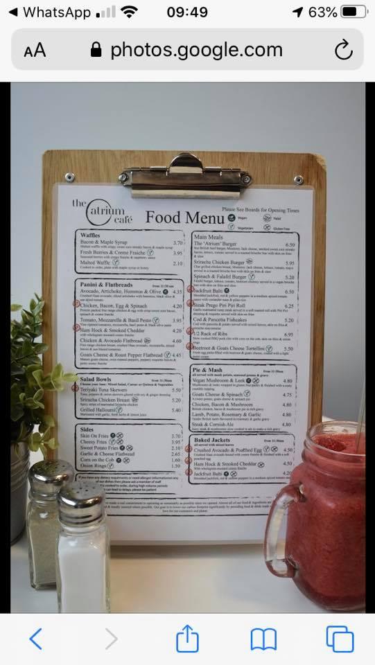 Menu at The Atrium Cafe, Bristol, - Stoke Gifford
