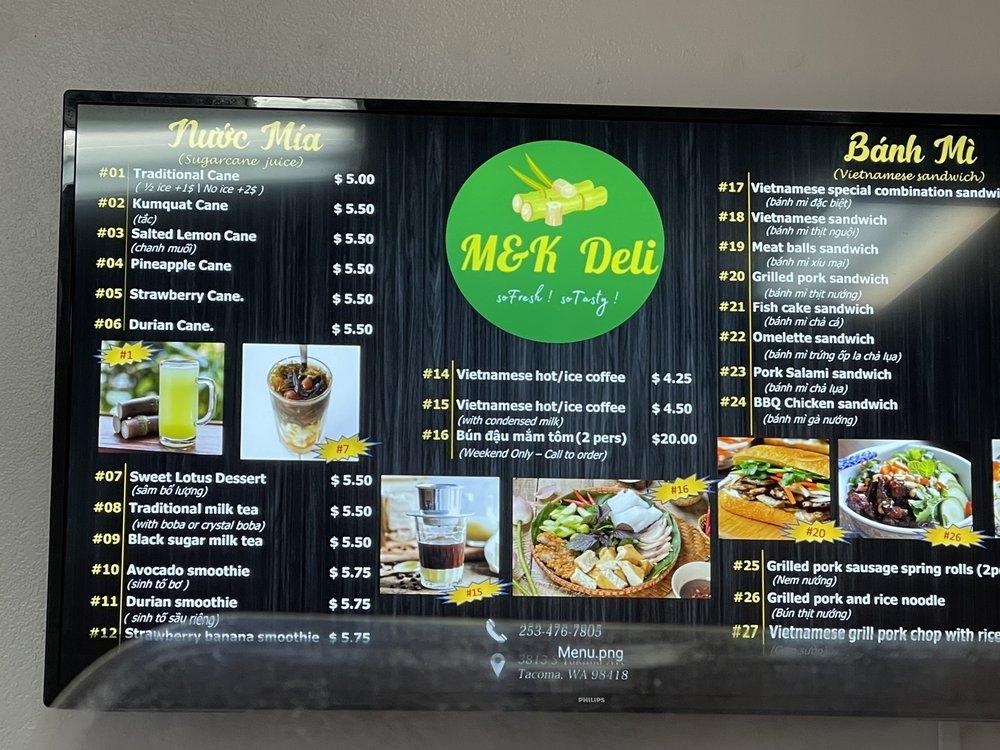 Menu at M & K Bakery, Tacoma