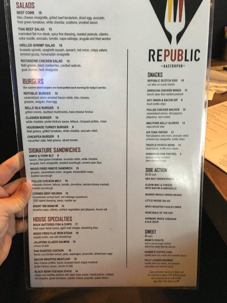 Menu at Republic Gastropub, Oklahoma City, N Classen Blvd