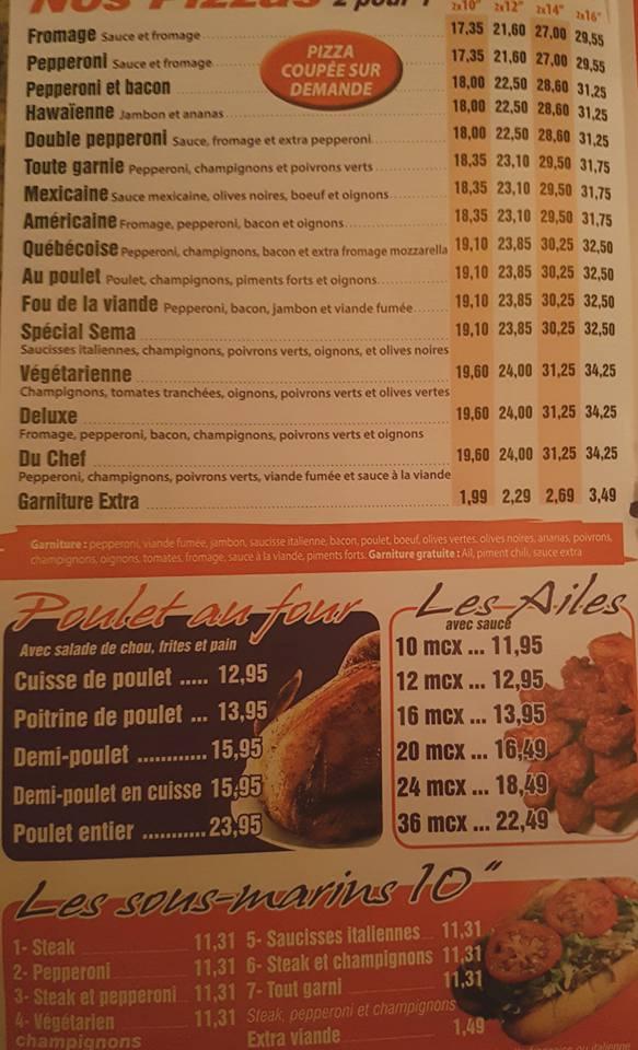 Menu at Sema Pizza - Chambly pizzeria, Chambly, Bd de Périgny