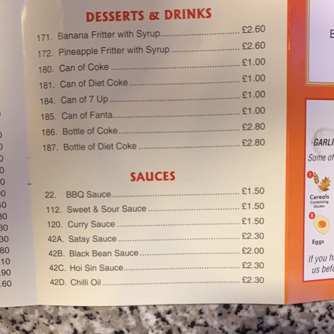 Menu at Yummy fast food, Gravesend, 84-85 London Rd