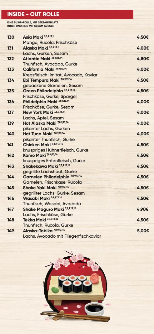 Speisekarte von Asia Hong Sushi Bar, Hengersberg