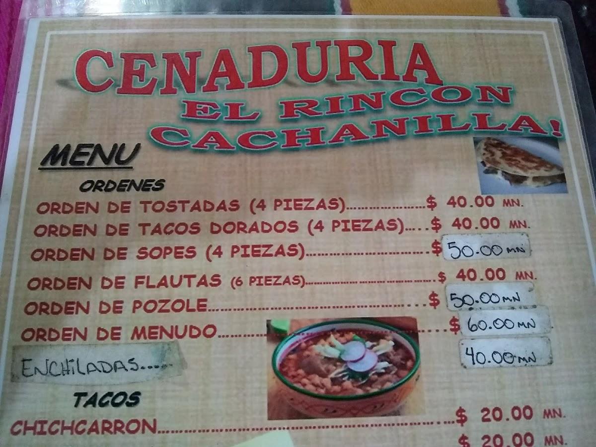 Menu at Cenaduria El Rincon Cachanilla restaurant, Ensenada