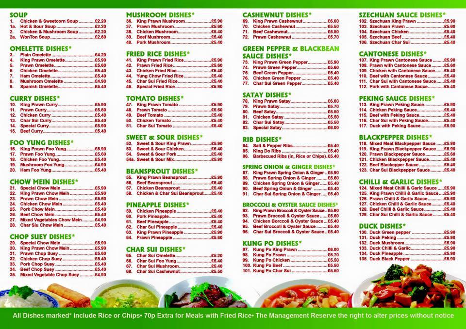 Menu at Kingsway Fish & Chips restaurant, Liverpool