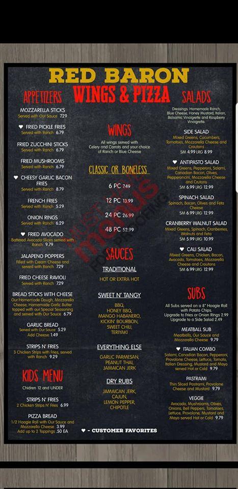 Menu at Red Baron Wings and Pizza, Lake Havasu City