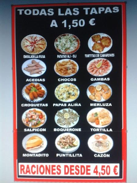 Menu at Restaurante A La Feria, Jerez de la Frontera, junto Plaza Arenal