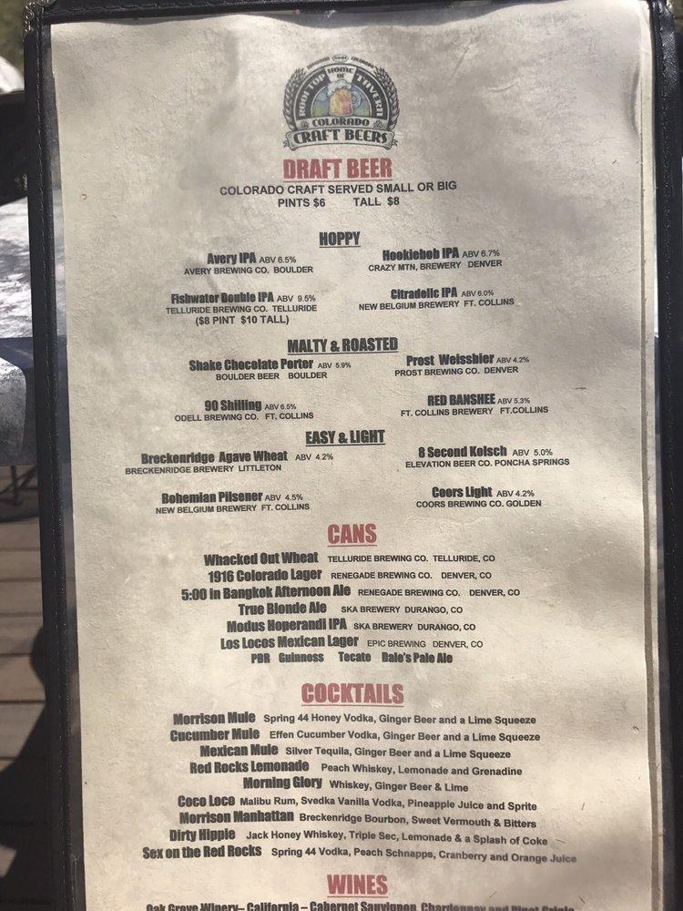 Menu at Roof Top Tavern pub & bar, Morrison