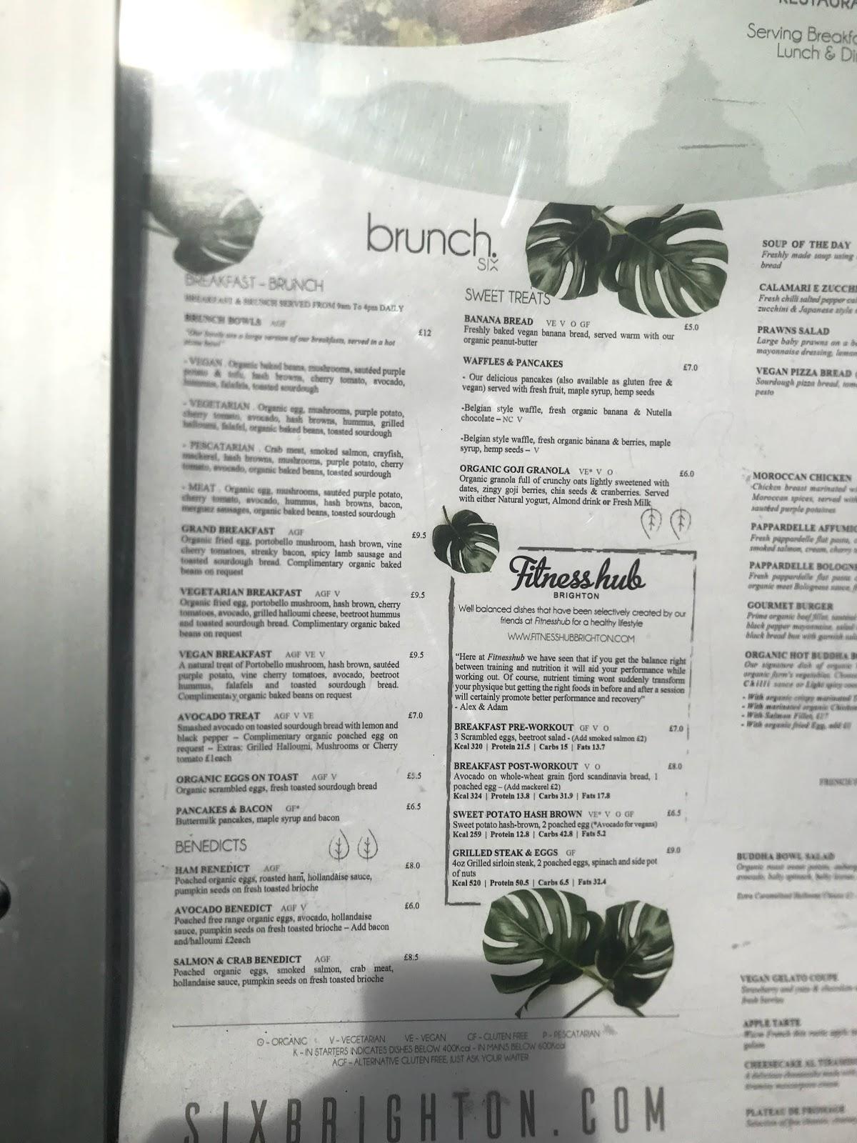 Menu at Six - Brighton & Hove pub & bar, Brighton