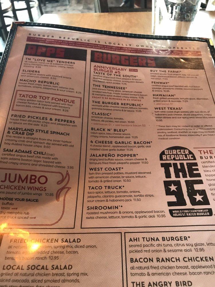 Menu at Burger Republic, Mount Juliet, Providence Pkwy #101