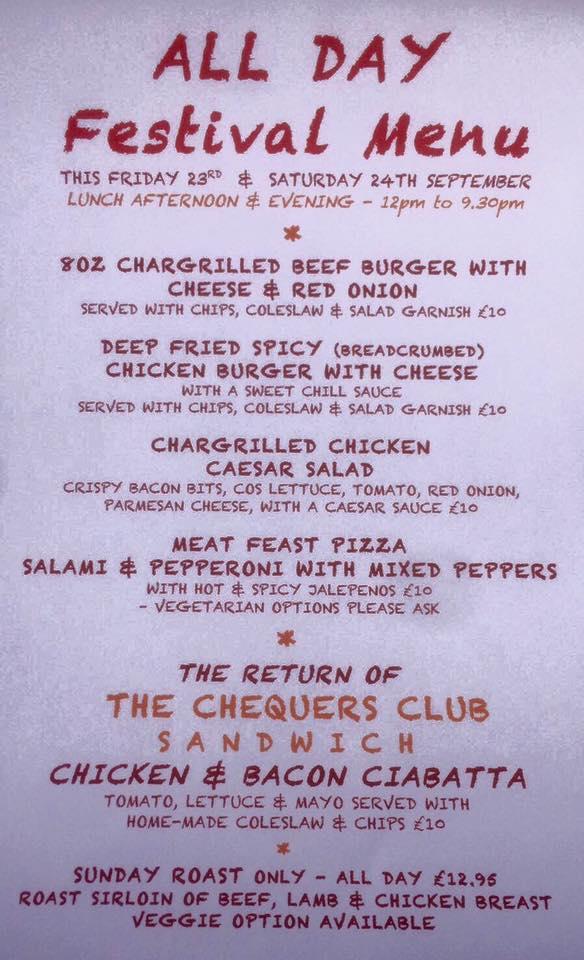 Menu at Chequers Inn Hotel pub & bar, Forest Row