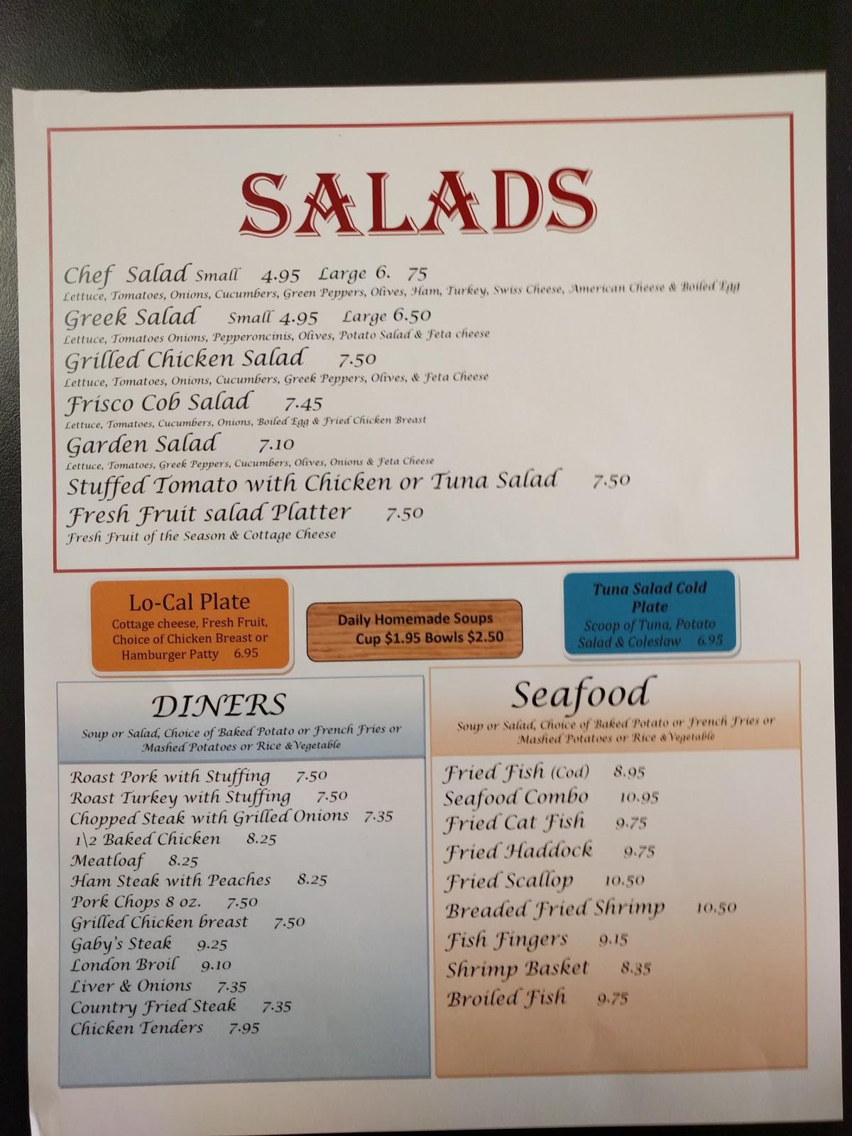 Menu at Gaby's Family Restaurant, Clearwater