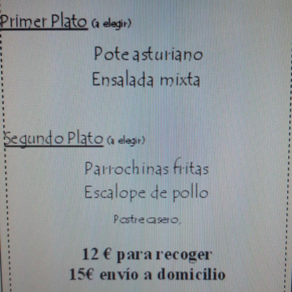 Menu at Trasiego restaurant, Gijón, Calle Sta. Doradía