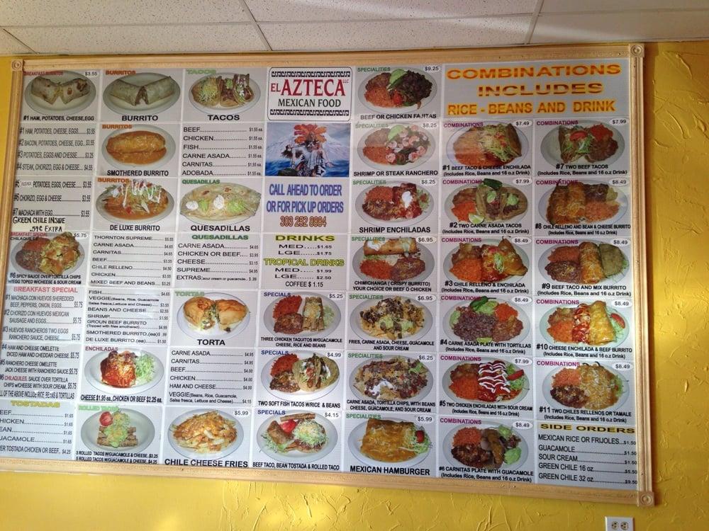 Menu at El Azteca Mexican Food restaurant, Thornton, E 120th Ave