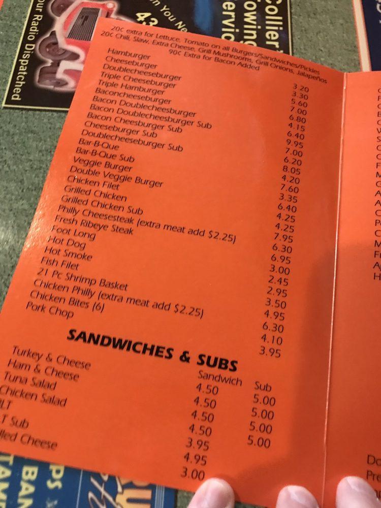 Menu at Riverside Lunch restaurant, Charlottesville