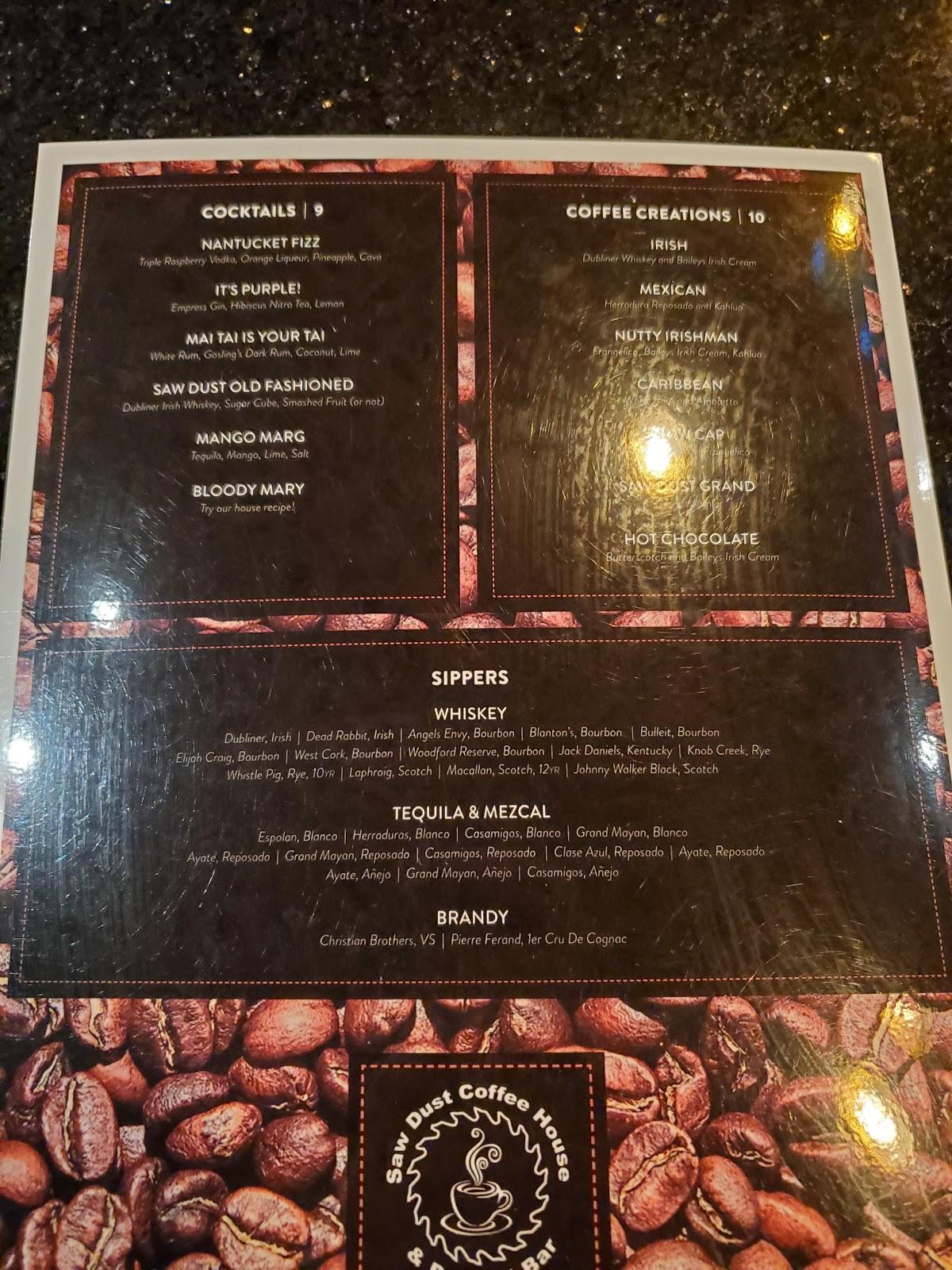 Menu at Saw Dust Coffee House & Dessert Bar, Sturbridge
