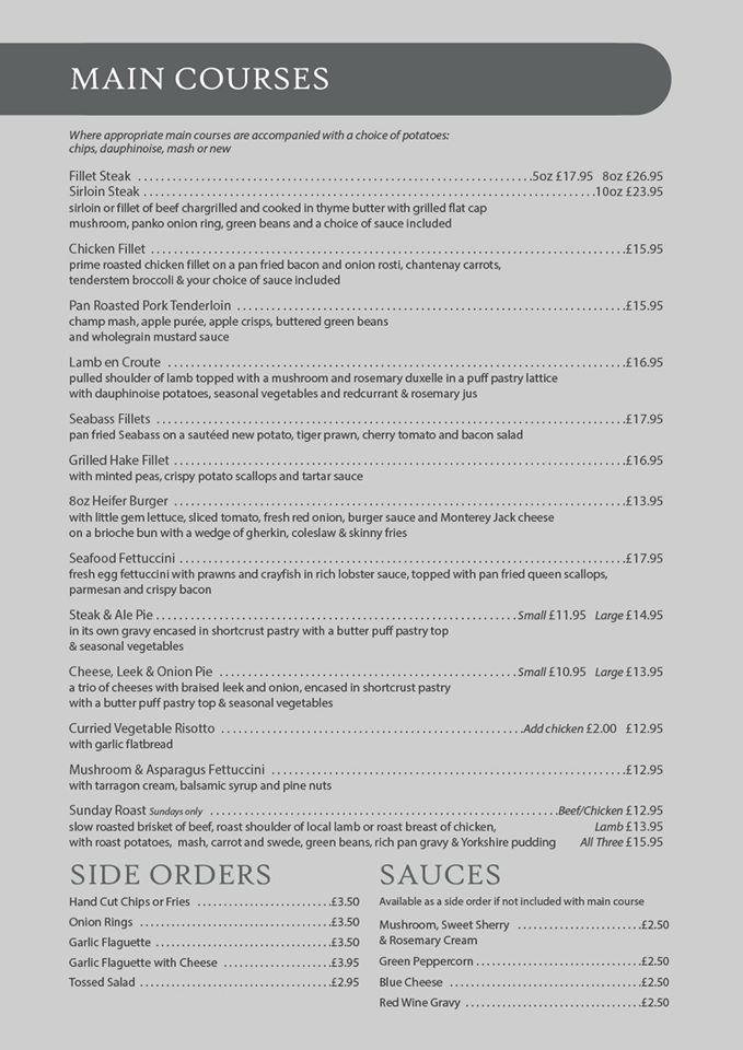 Menu at The Craven Heifer Inn Pub & Rooms, Barnoldswick