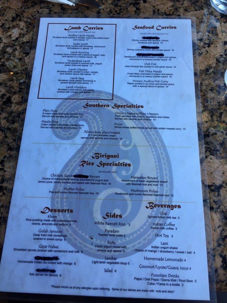Menu at Himani Indian Cuisine restaurant, Astoria