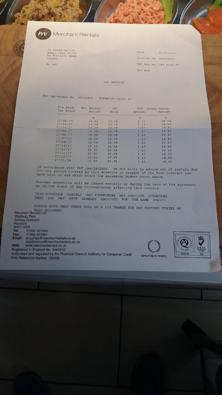 Menu at Happy Days Kitchen restaurant, London, 86 Fonthill Rd