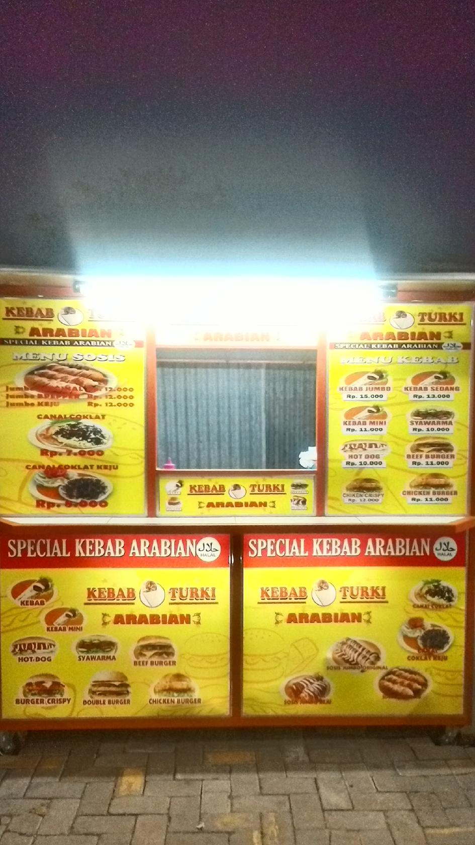 Menu at Kebab Turki Arabian restaurant, Semarang