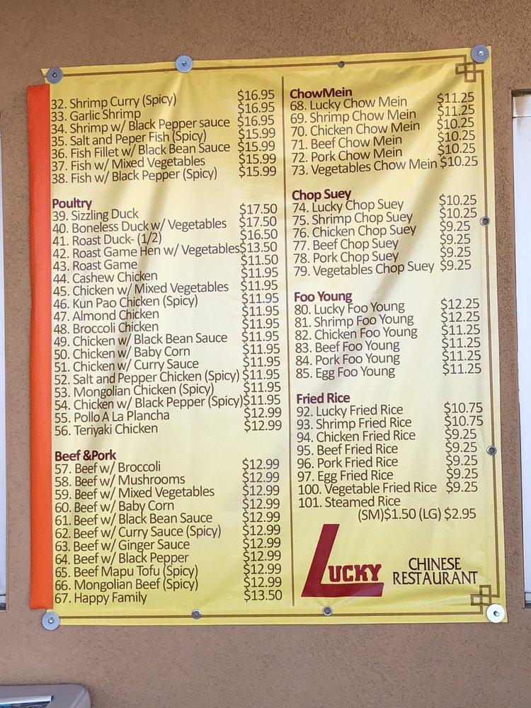Menu at Lucky Chinese Restaurant, El Centro