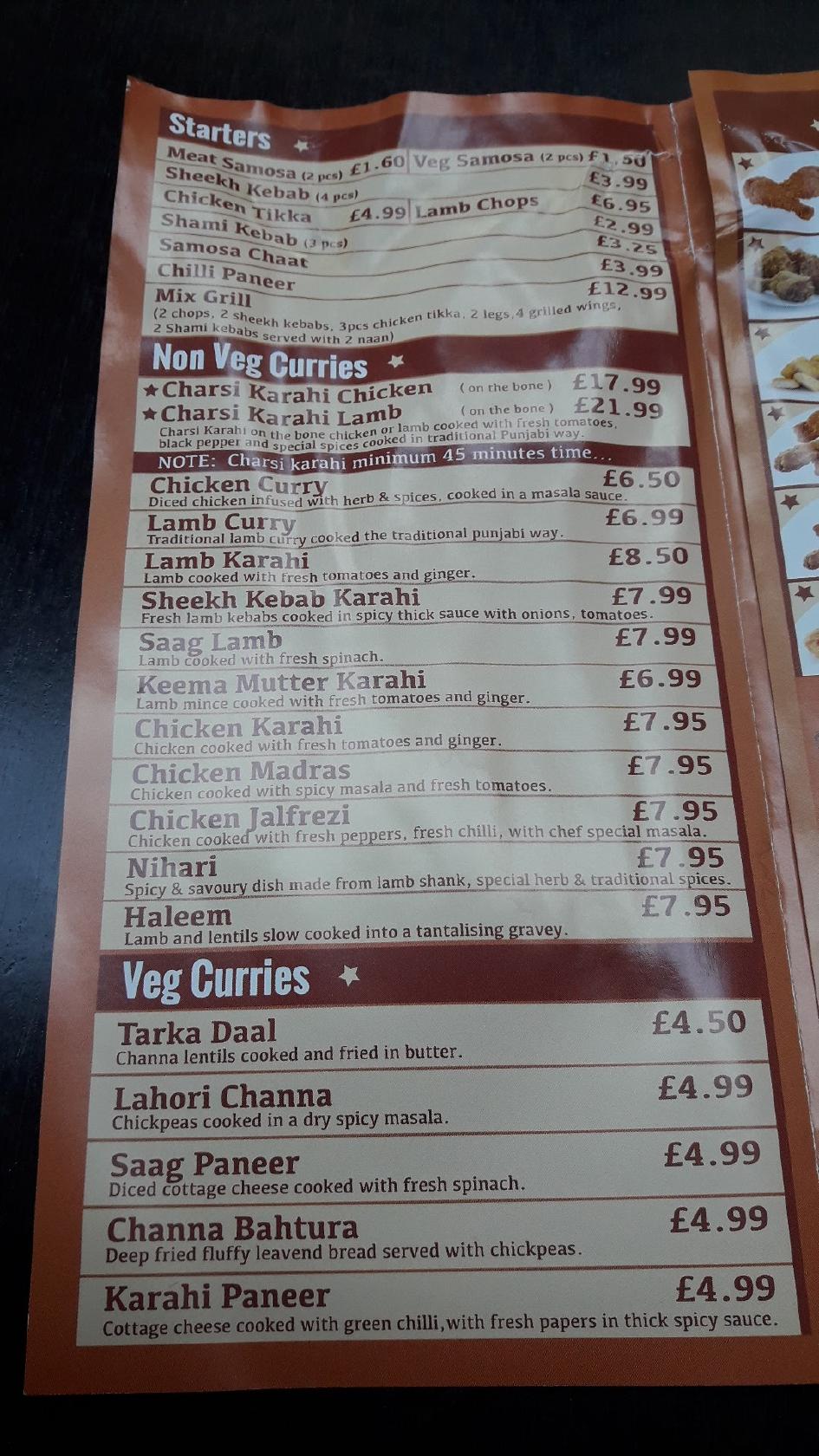 Menu at Naz Sweets restaurant, Slough