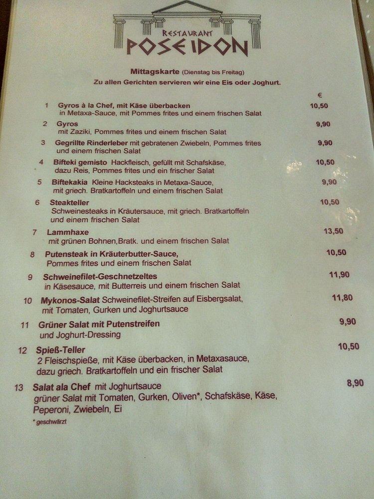 Speisekarte Von Restaurant Poseidon Griechisches Restaurant – CEVFQ
