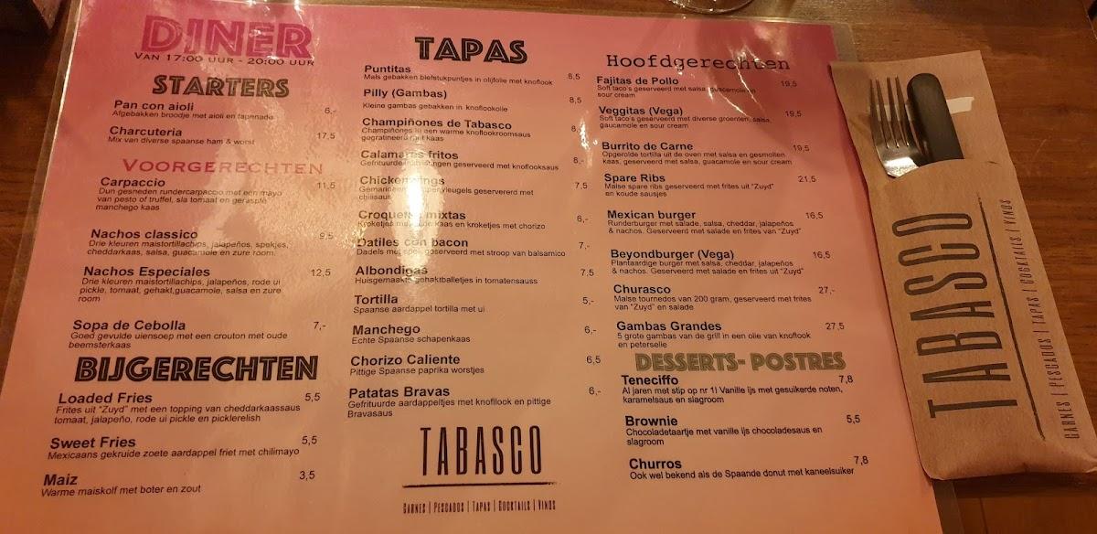 Menu at Restaurant Tabasco Purmerend, Purmerend