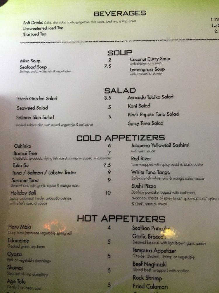 Menu at Sushi Suzuki restaurant, Metuchen