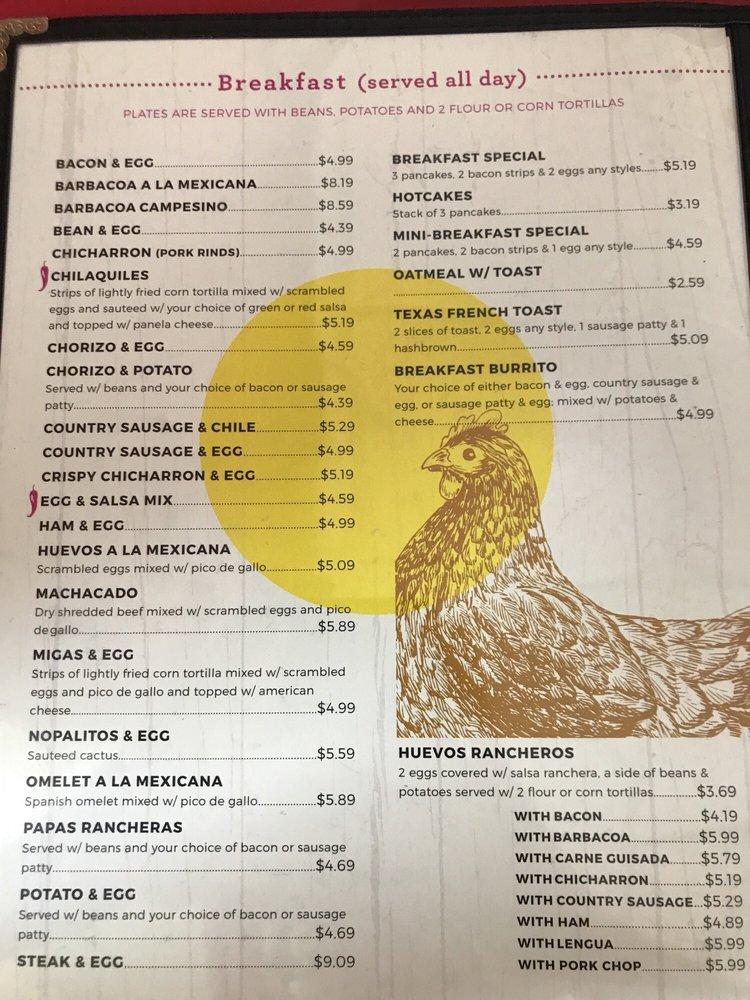 Menu at Taco La Gardenia restaurant, San Antonio, N Pine St
