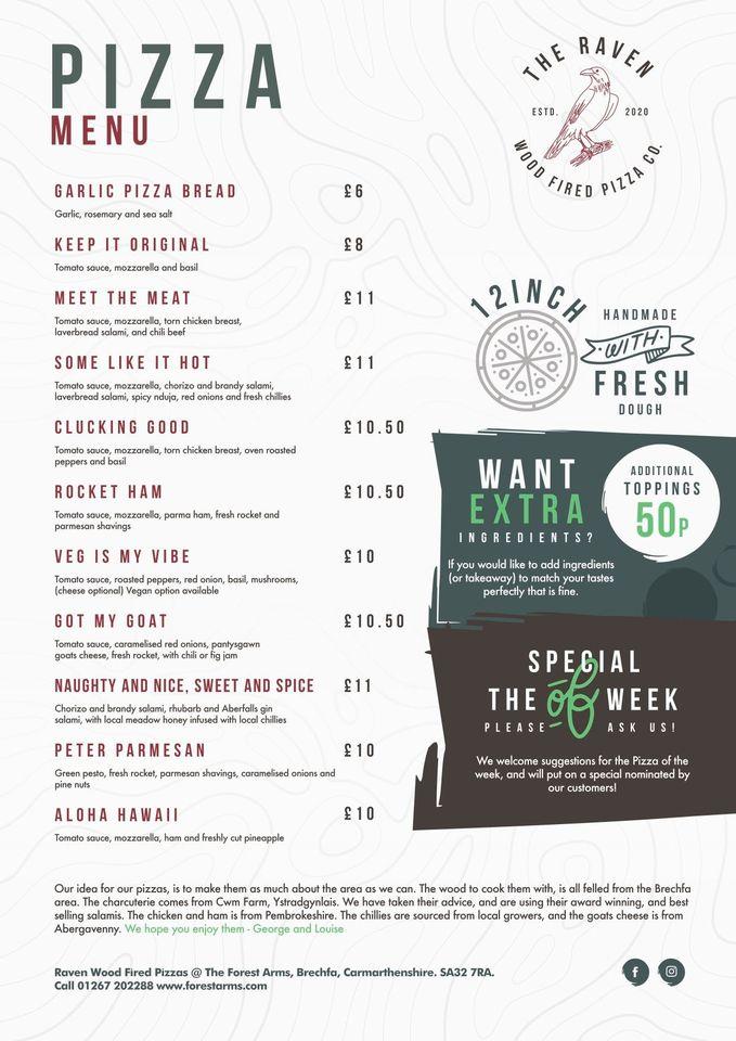 Menu at The Forest Arms Pub, Restaurant & Rooms, Brechfa