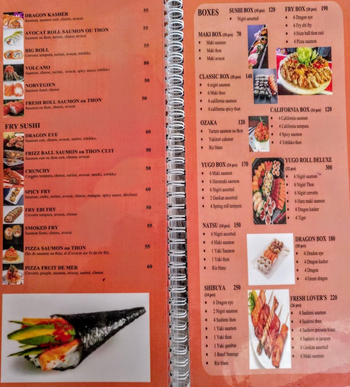 Menu at Yugo Cuisine, Asian Restaurant in Essaouira, Morocco