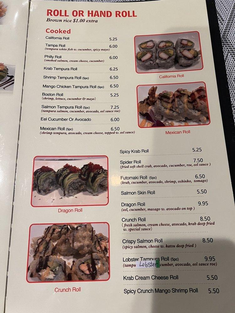 Menu at Misaki Sushi restaurant, Port Charlotte