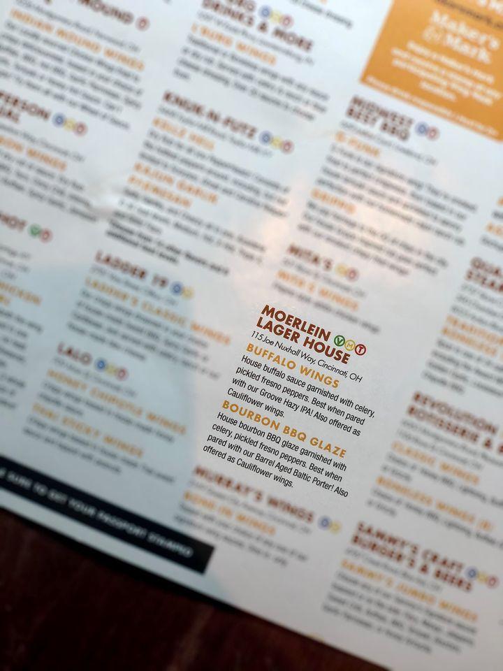 Menu at Moerlein Lager House pub & bar, Cincinnati