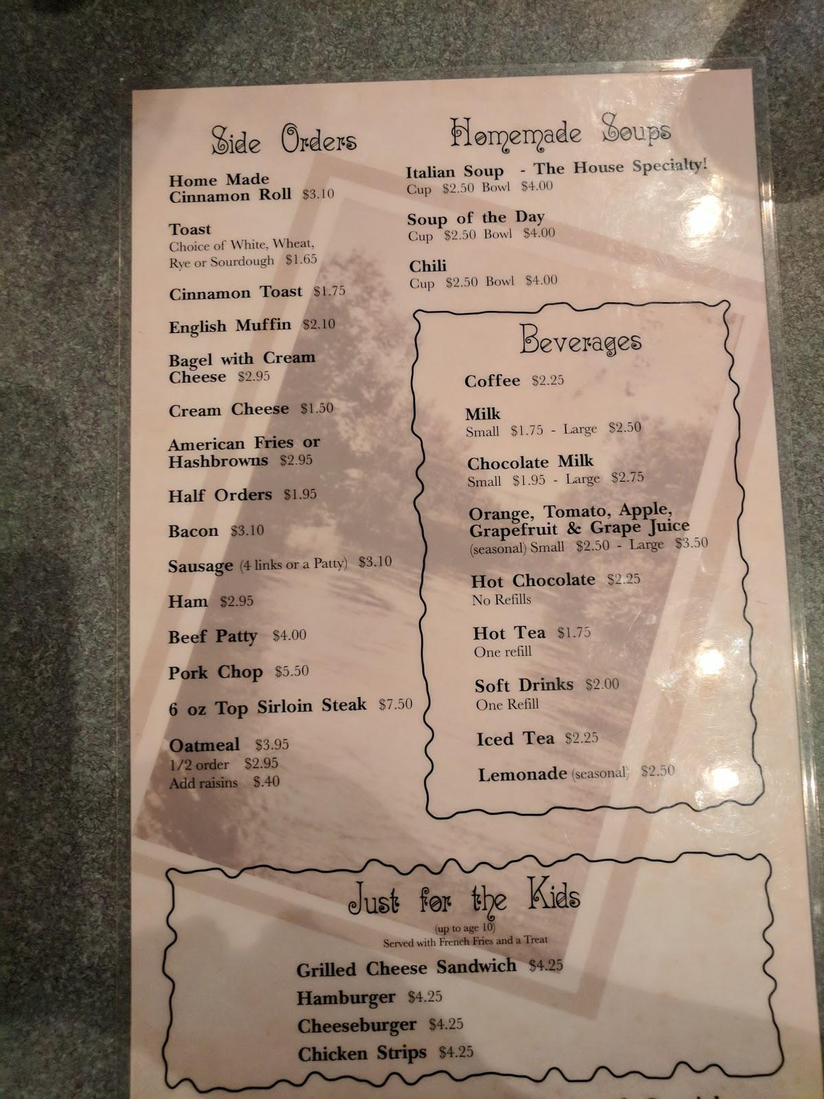 Menu at R & B Cafe, Watertown
